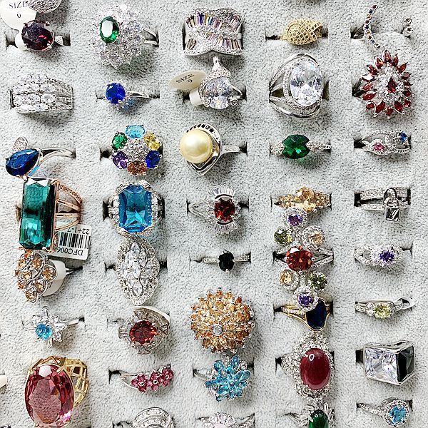 5-100Pcs Wholesale Colorful Crystal Mixed Ring Bulk Finger Band Ring ...