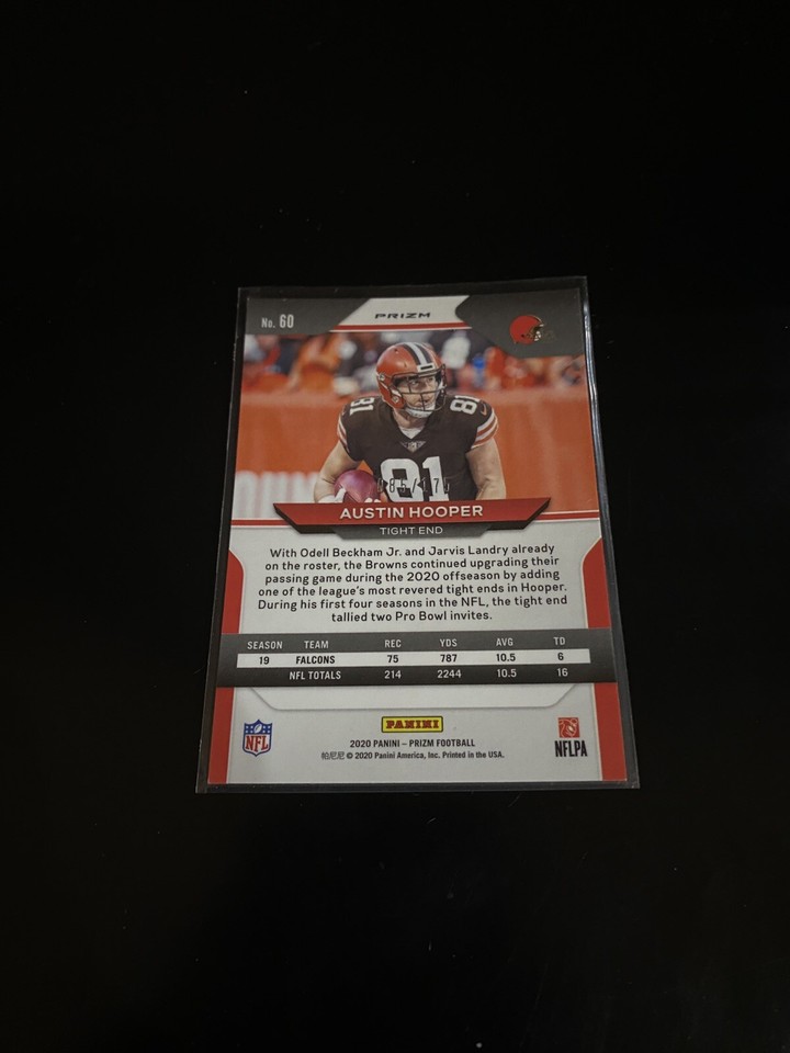Austin Hooper 2020 Panini Prizm Hyper Prizm /175 football card Browns ...
