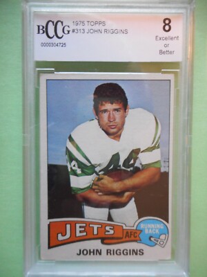 John Riggins 1975 TOPPS #44 NY JETS RB Card #313 HOFER PSA GRADED 8 EX ...