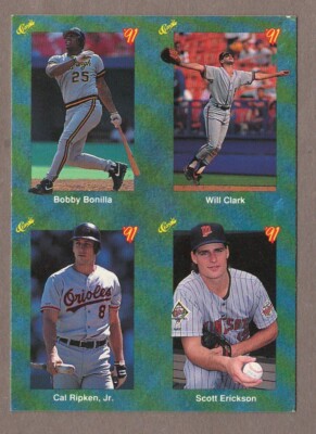 BONILLA/CLARK/CAL RIPKEN/ERICKSON 1991 Classic III Green Border From ...