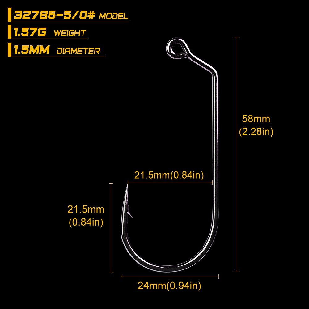 100Pcs/Pack Big Jig Fishing Hook 60 Degree Jig Hook Size 1/0 2/0 3/0 4/ ...