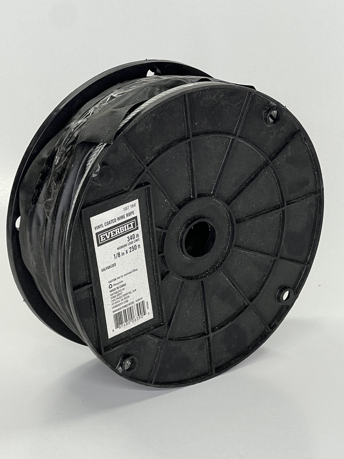 EVERBILT 587 168 Vinyl Coated Wire Rope | Galvanized | 1/8" x 250 ft ...