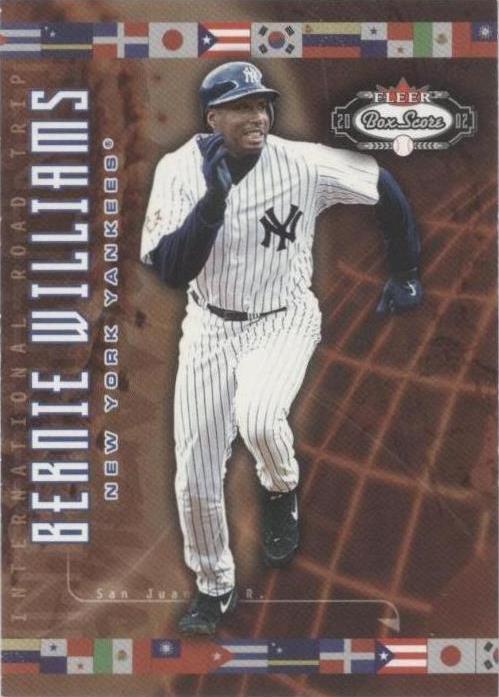 2002 Fleer Box Score - International Road Trip Bernie Williams #211 / ...