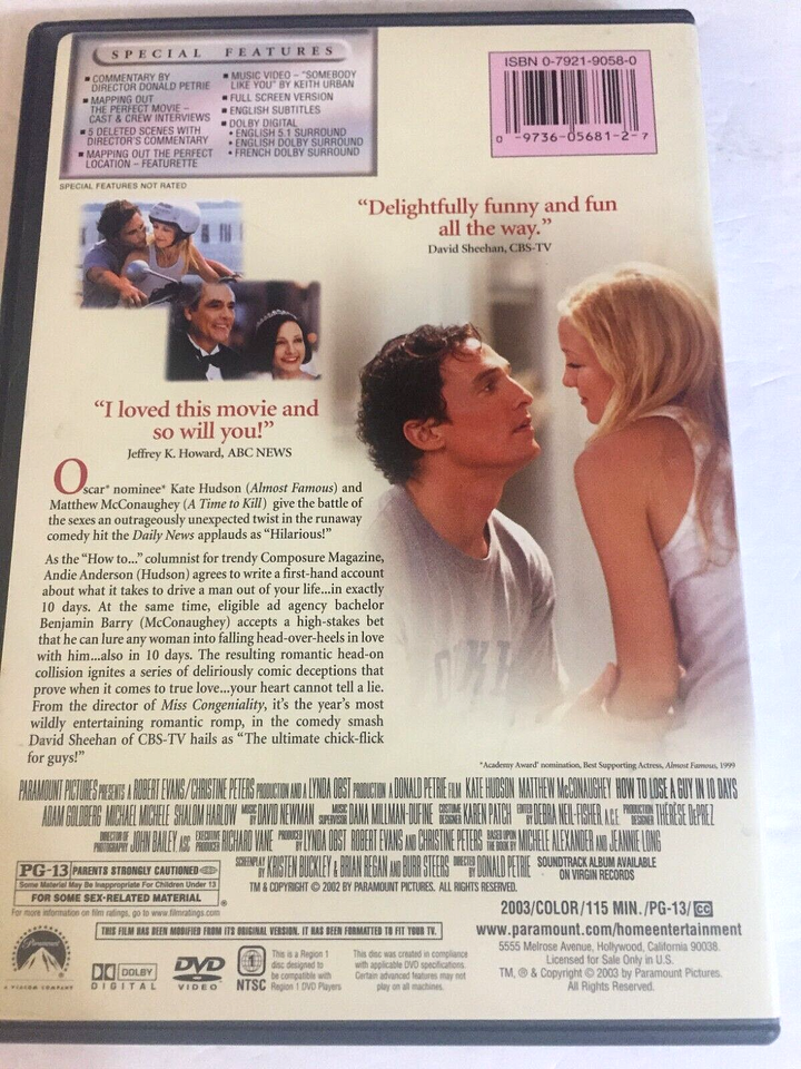 How to Lose a Guy in 10 Days DVD Full Screen Ships Same Day With ...