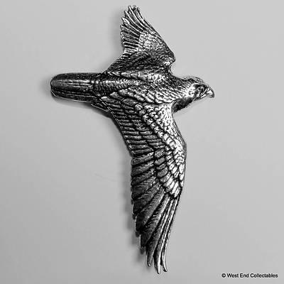 Hawk in Flight Pewter Pin Brooch -British Hand Crafted- Falconry Bird ...