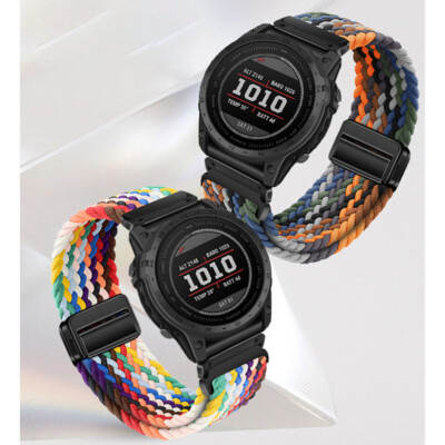 22/26MM Quick Release Magnetic Nylon Strap Band For Garmin Fenix 7/7X ...