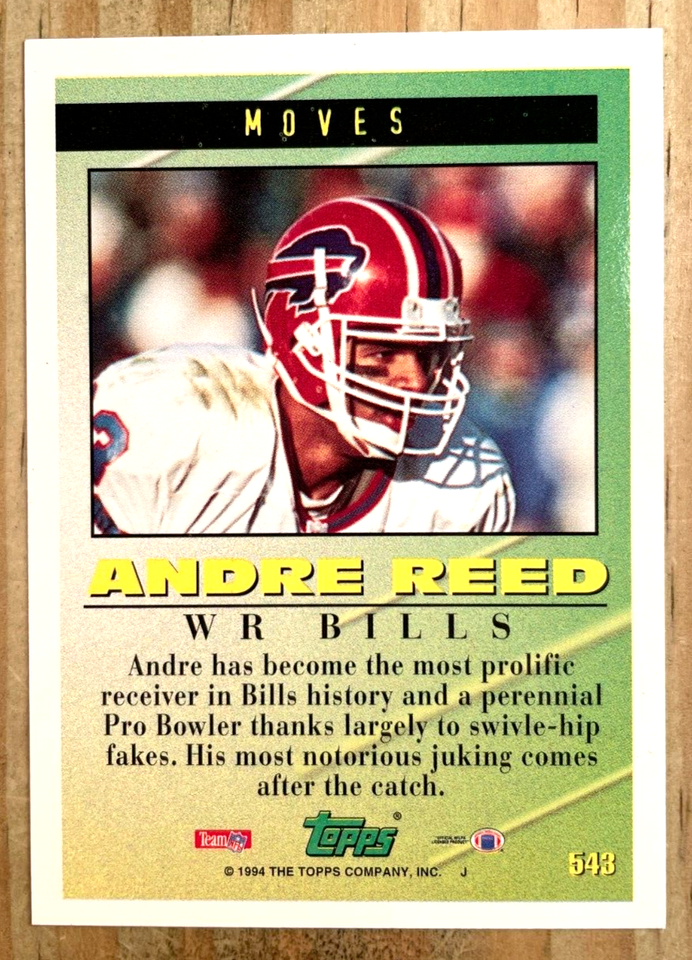 1994 TOPPS ANDRE REED CARD#543 NM-MT BUFFALO BILLS KUTZTOWN UNIVERSITY ...