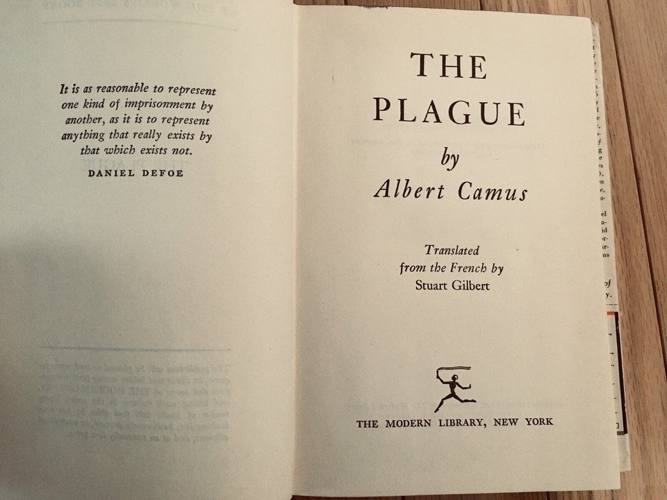 THE PLAGUE by Albert Camus, unclipped DJ, MODERN LIBRARY edition 1948 ...