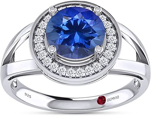 1.25ct 7MM Lab Created Gemstone & Diamond Engagement Ring 14K White ...