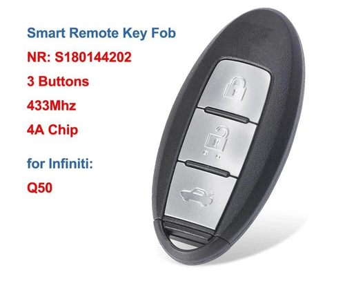 S180144202 Smart Remote Car Key Fob Replacement 3 Buttons 433MHz 4A ...
