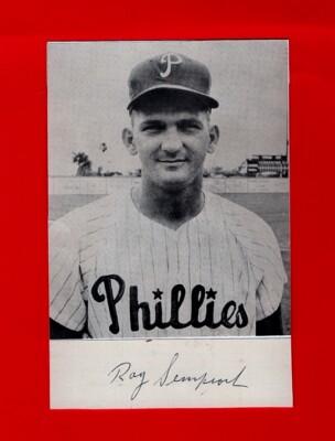 1958/59 RAY SEMPROCH PHILLIES AUTOGRAPHED CUT ON 4X6 W/ PHOTO d.2024 | eBay