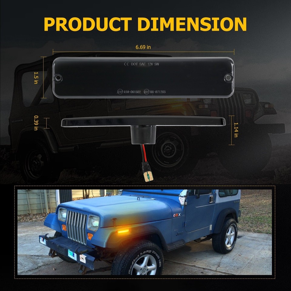 For Jeep Wrangler YJ 1987-1995 Headlights + LED Front Fender Side ...