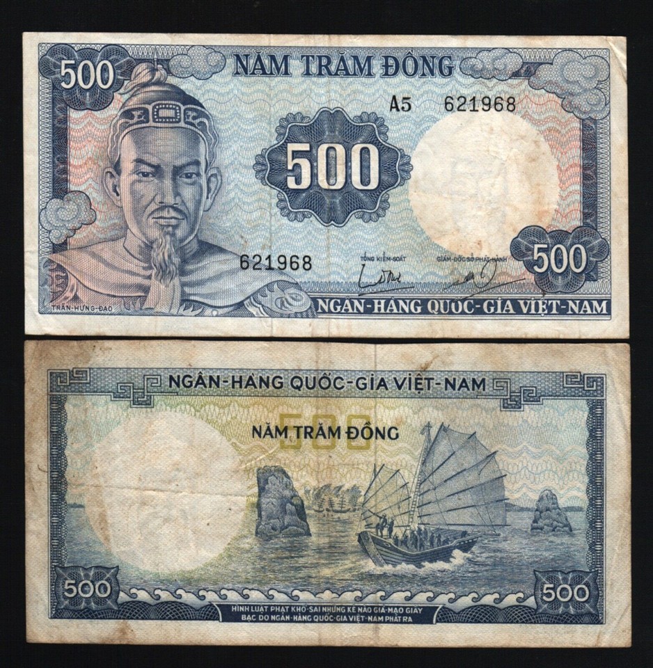 VIETNAM South 500 DONG P-23 ND 1966 x 1 Junk Boat Currency Vietnamese ...