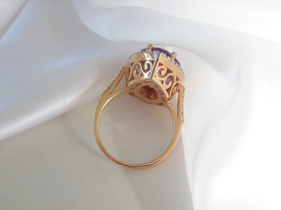 Large RG on Sterling Silver 925 Natural Heated Rose De France Ring Size ...