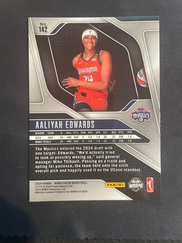 Aaliyah Edwards Rookie Card 2024 Panini Prizm WNBA Cracked Ice Image ...