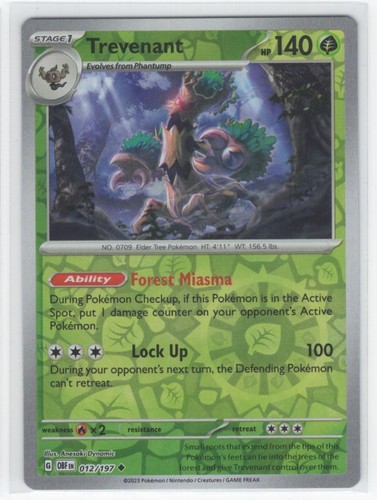#12 2023 Obsidian Flames Reverse Holo Trevenant Uncommon | eBay