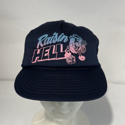 Vintage 80s Trucker Hat Raisin Hell California Raisins Mesh Snapback ...