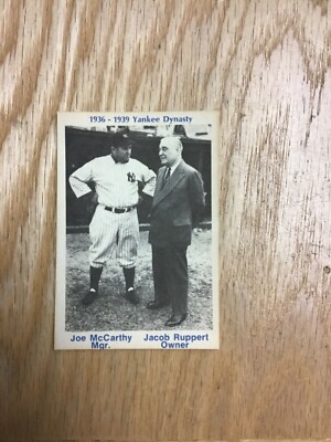 1975 TCMA Joe McCarthy & Jacob Ruppert New York Yankees Card | eBay