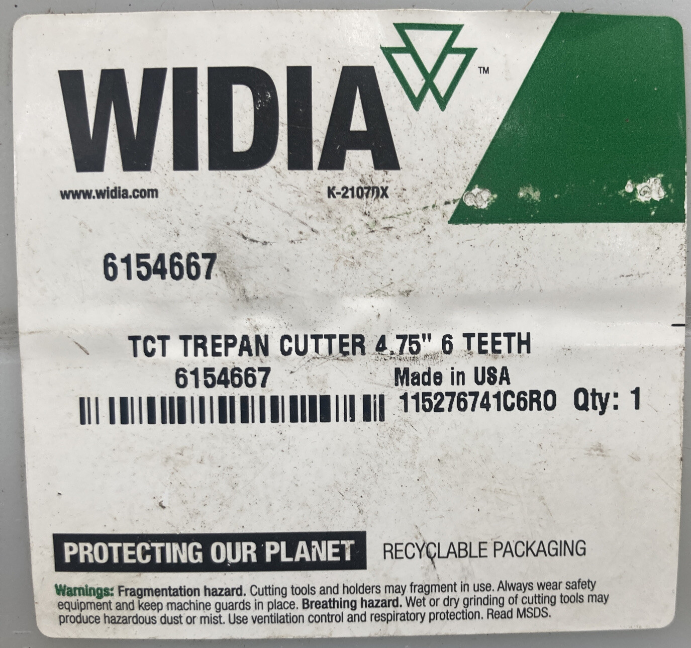 Widia 6154667 TCT Trepan Cutter 6T Carbide 4.75” (3.995) Circle Hole ...