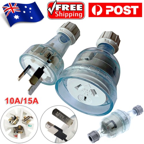 3 Pin Male Plug Female Socket 10A 10amp 15A Clear Electrical-Cable 240V ...