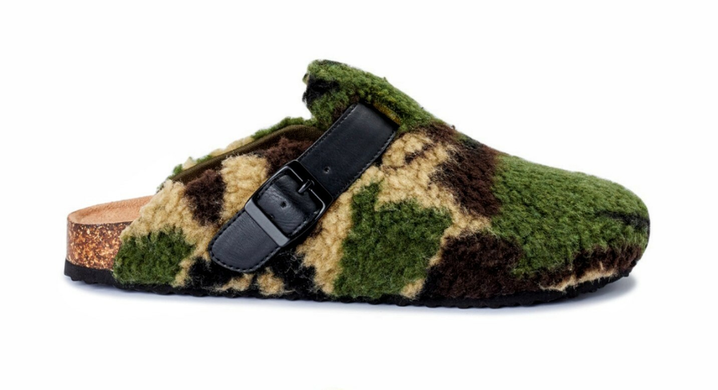 Time & Tru Womens Sz 8 Shoes Sherpa Clogs Green Camo Camouflage Comfort ...