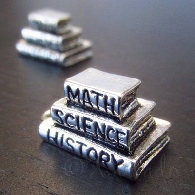 Math Science History Antiqued Silver Plated Textbook Charm C2520 - 2, 5 ...