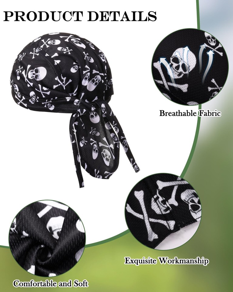 8 Pack Do Rag Skull Caps for Men Sweat Wicking Doo Rags Cooling Helmet ...