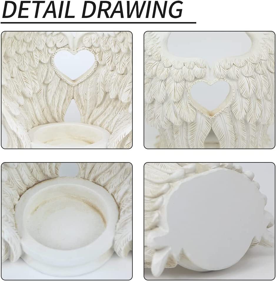 Angel Wings Tealight Candle Holders Decor Resin Medium White Modern ...