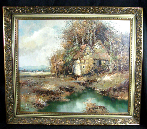 Willi Bauer Original Large Signed Oil Painting On Canvas Landscape ...