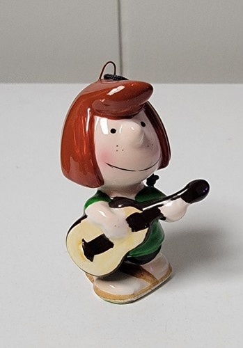 Vintage 1966 Peanuts Ceramic Christmas Ornament Peppermint Patty Guitar ...