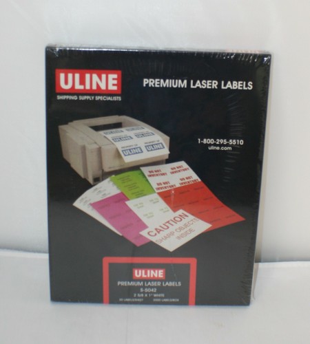 Uline S-5042 Premium Laser Labels White 2 5/8" X 1" 3000 Labels Sealed ...