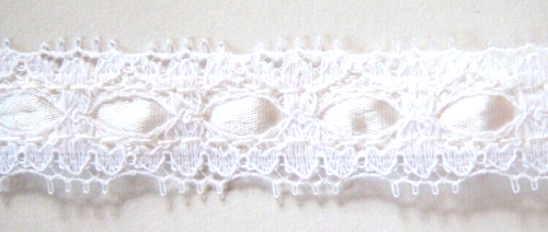 6 Yds. Vintage 5/8" Antique White Satin/Antique White Poly Entredeux ...