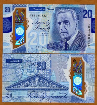Ireland Northern, Danske Bank, 20 pounds, 2019 (2020) P-New, Polymer ...