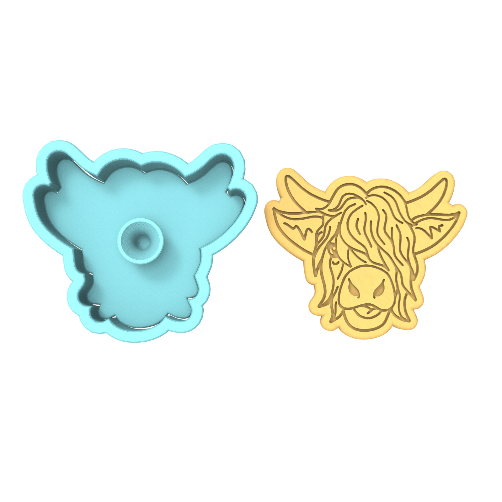 Highland Cow Cookie Cutter & Stamp | Barnyard Animal Cows Furry Farm ...