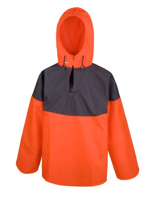 Microflex PVC/Cotton Hooded Pullover Anorak Waterproof Orange/Black ...