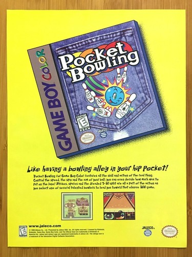 Pocket Bowling Game Boy Color GBC 1999 Vintage Print Ad/Poster Official ...