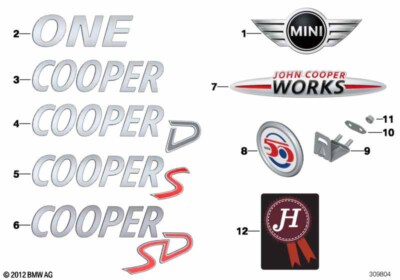 MINI Genuine Rear Emblem Badge Logo Lettering Fits R55 R55 LCI ...