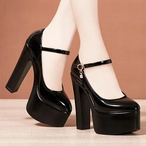 Women 15cm Thick Heel High Heels Platform Pumps Party Wedding Shoes ...
