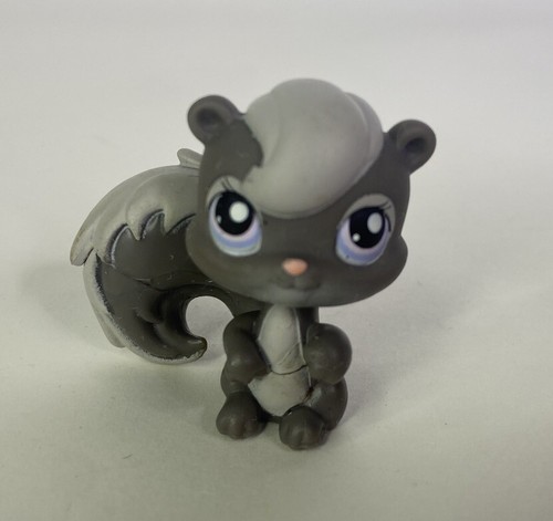 Littlest Pet Shop LPS 132 Gray Squirrel Purple Pink Dot Eyes Figure Toy ...
