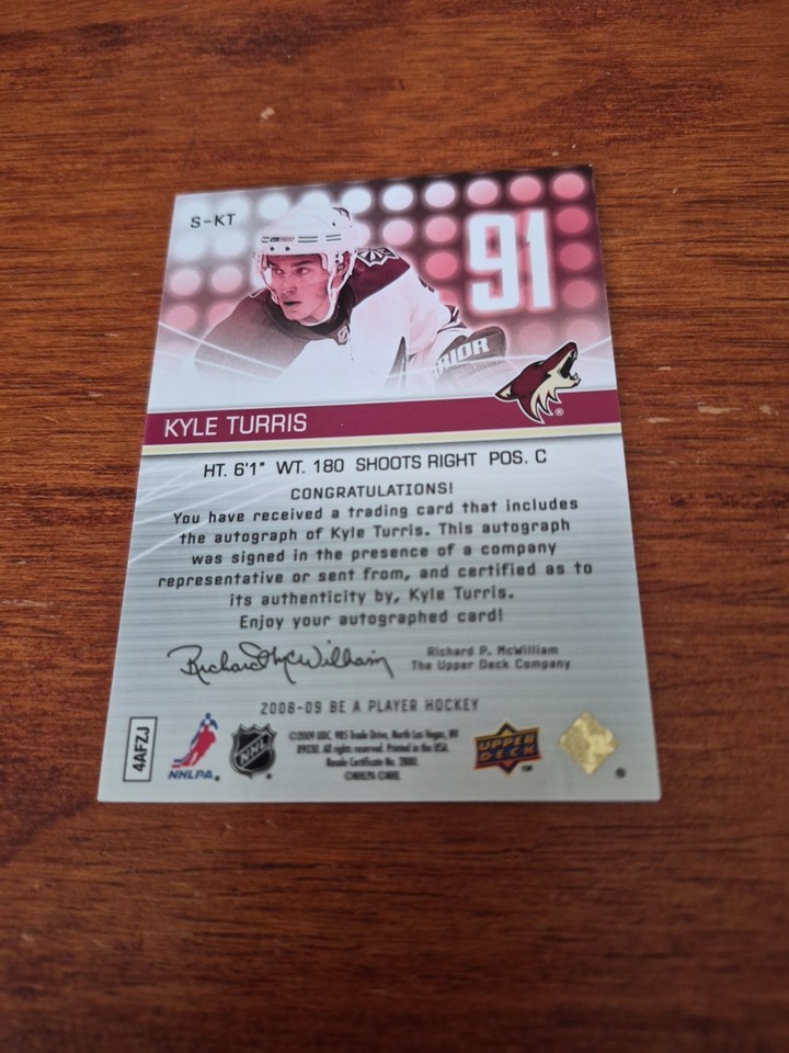 2008-09 UD Be A Player Kyle Turris Signatures Auto #S-KT C005865 | eBay