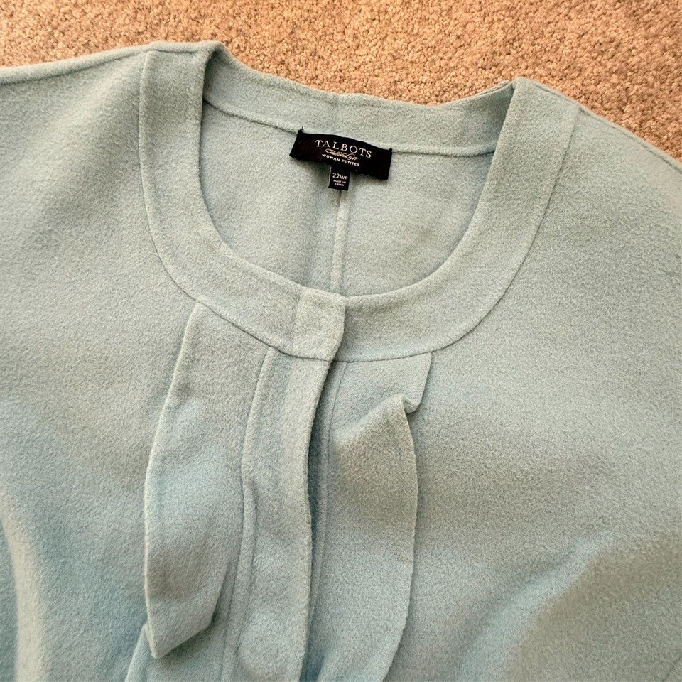 - Talbots Jacket Powder Blue Wool Ruffle Jacket Blazer Office Winter US ...