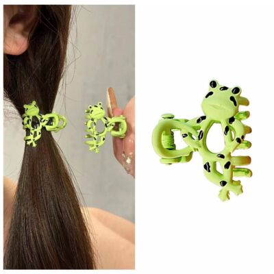 Alloy Frog Claw Clips Animal Metal Hair Clip Green Frog Hair claw Lady ...