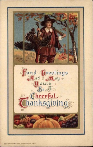 Thanksgiving Pilgrim Gun Hat Turkey Hunting Winsch Schmucker c1910 ...