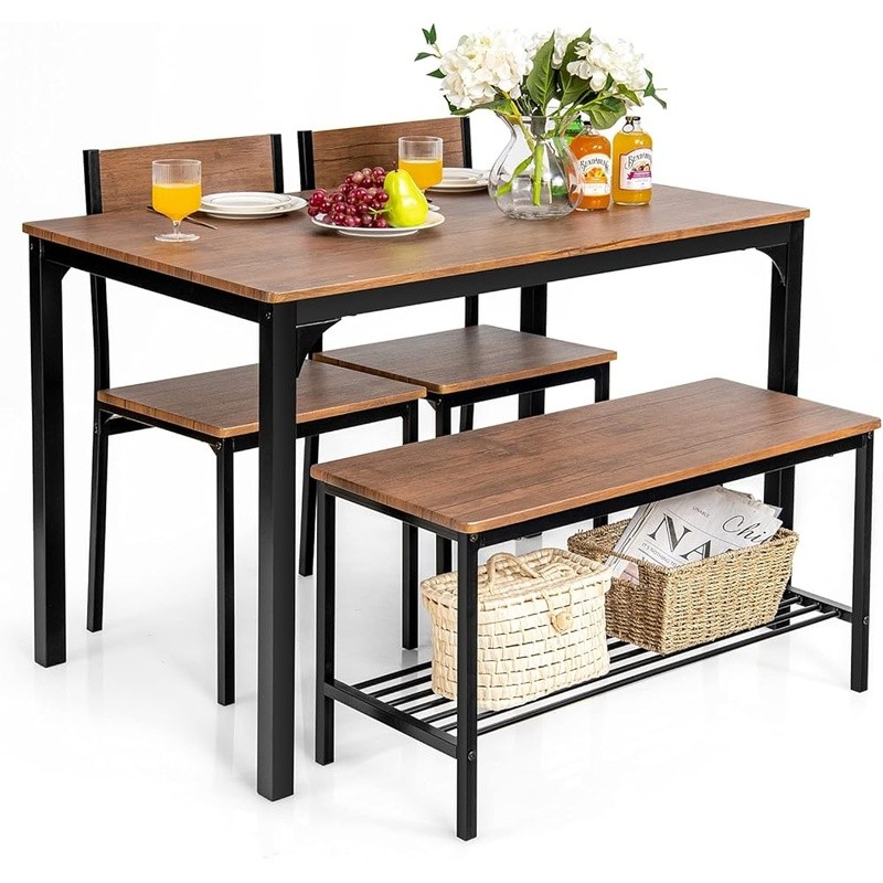 Dining Table Set 4 Space-Saving Sturdy Design Easy Assembly Multi ...