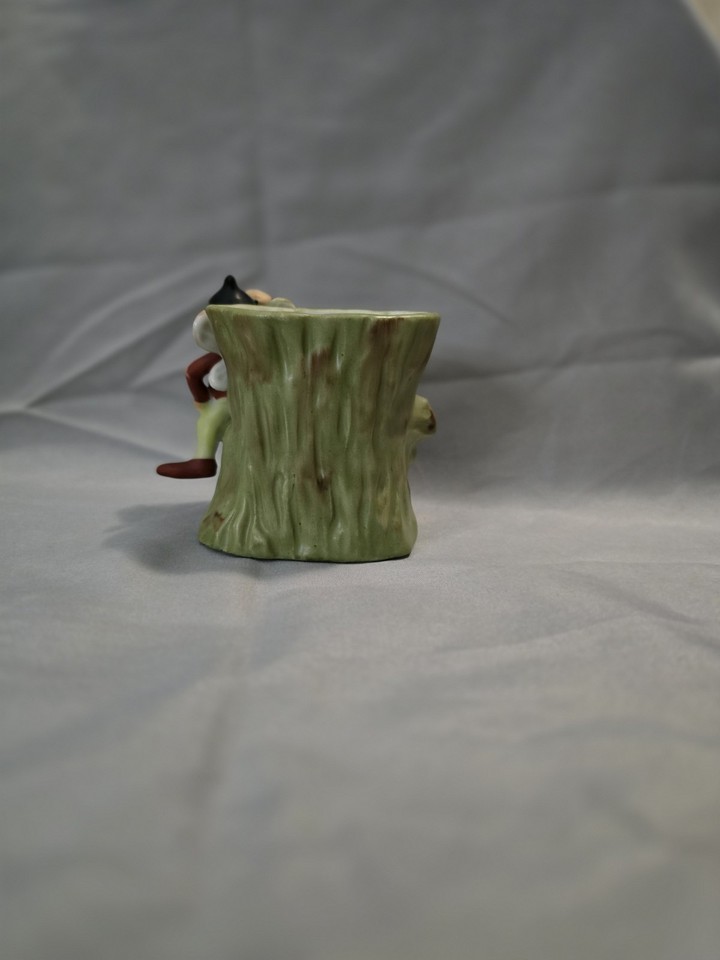 Vintage Japanese Pixie Elf Figurine On Tree Stump Planter | eBay