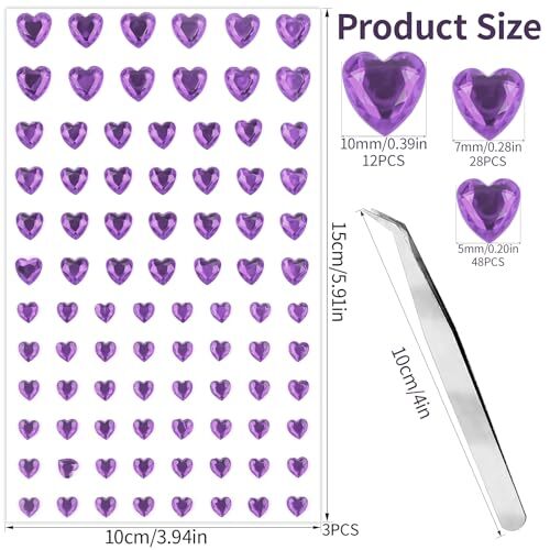 264pcs Heart Gem Stickers Rhinestones for Crafts - Self Adhesive Jewels ...
