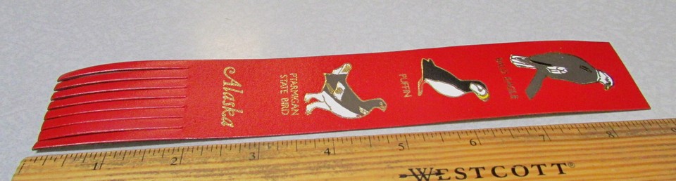 Alaska Bookmark Leather style 9 inch, Alaska Wildlife Eagle, Puffin ...