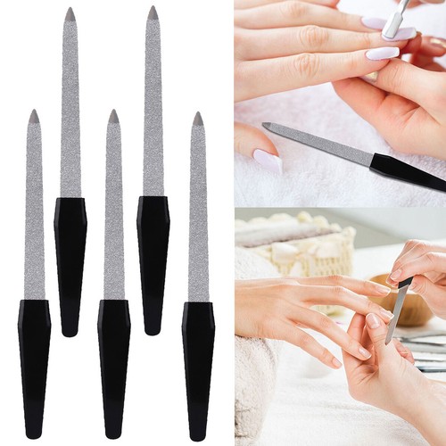 5 x Small Metal Nail File Diamond Dusted Coarse Manicure Tool Polishing ...