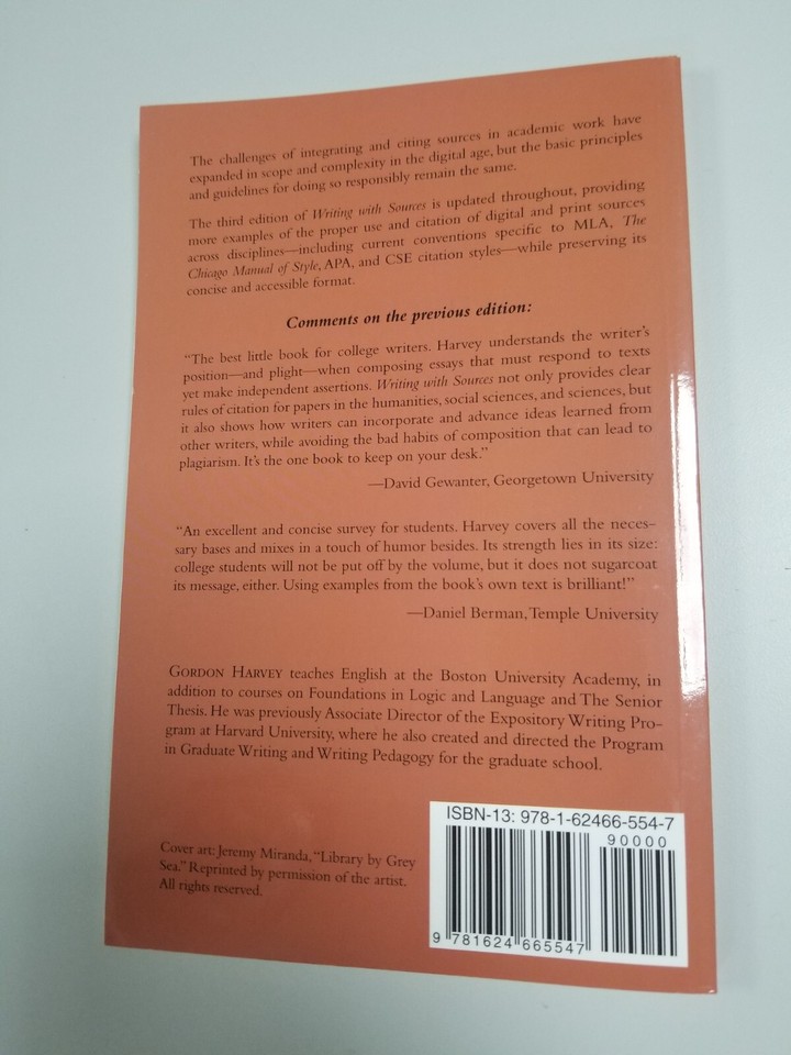 Writing with Sources: A Guide for Students 3rd Ed by Gordon Harvey ...