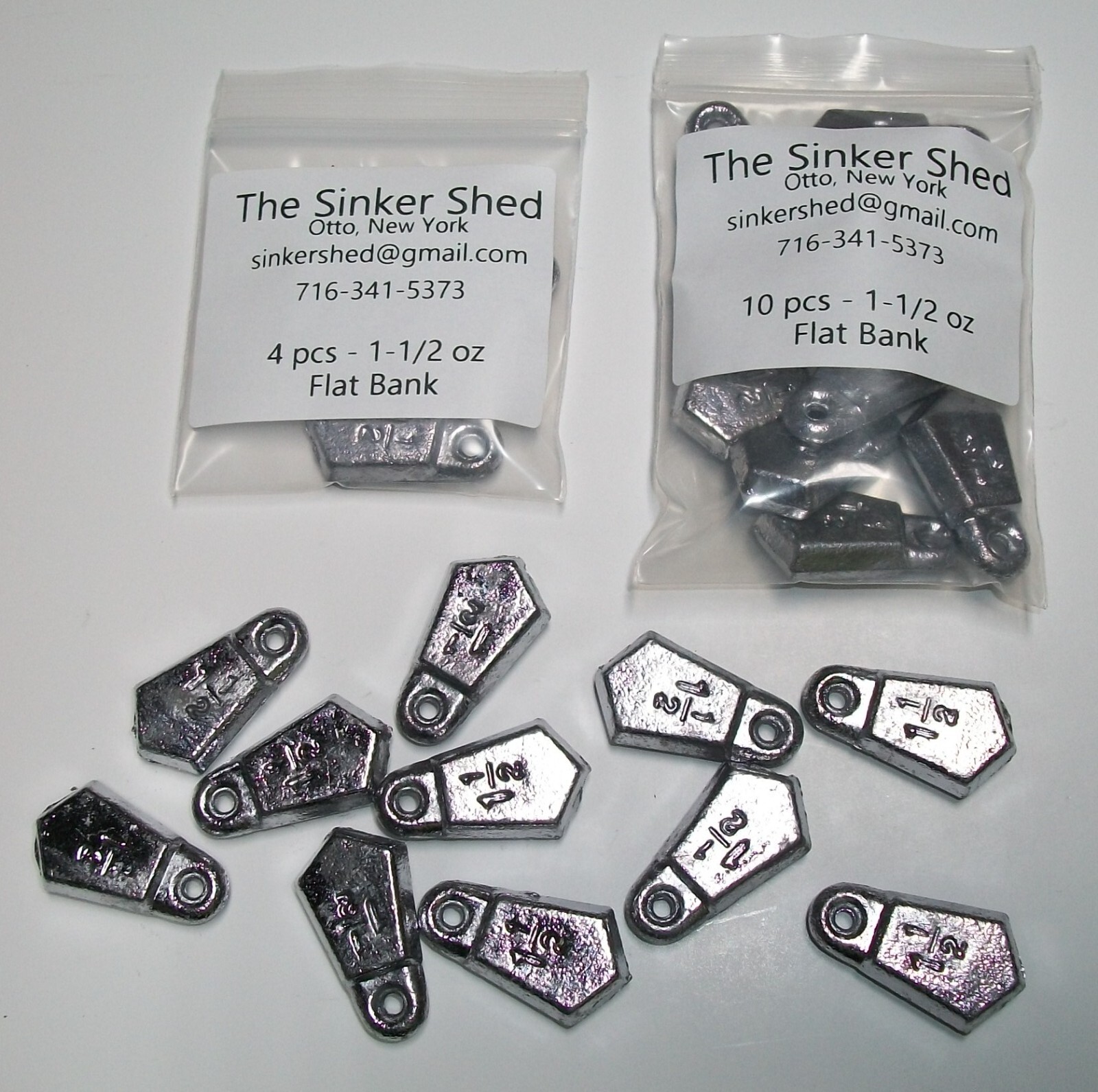 1-1/2 oz flat bank sinkers - quantity of 4/10/25/50/100/250/500 - FREE ...
